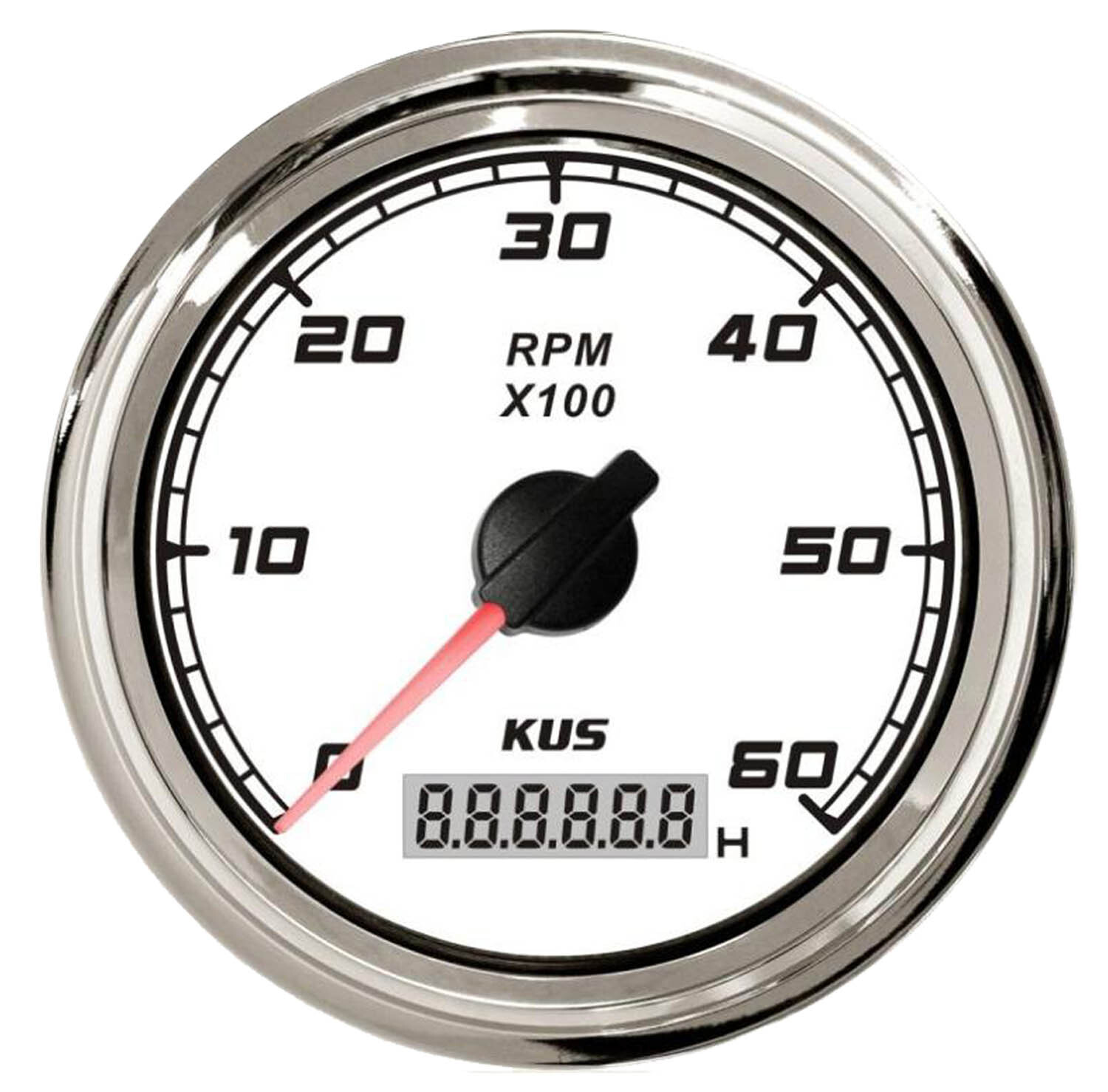 KUS Tachometer 6000 RPM + Digital Hour Meter - White & Chrome - Boat ... KUS Tachometer 6000 RPM + Digital Hour Meter - White & Chrome - Boat ...